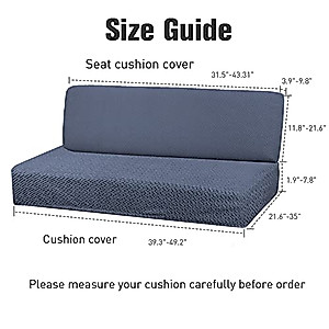 RV Dinette Cushion Covers, Stretch Printed Couch Covers with Jacquard Fabric - Camper Slipcovers Set Includes 1 Sofa Seat Cushion Cover ＆ 1 Cushion Cover, Washable ＆ Easy Fitted (Dark blue, 2 Sets)