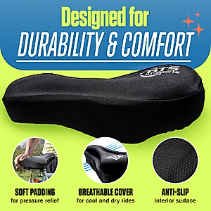 KT-Sports Exercise Bike Seat Cushion Comfort Gel Bike Seat Cover Padded Seat Covers for Bikes with Anti-Slip Design and Drawstring, Comfy Soft Mountain Road Bike Accessories for Men and Women