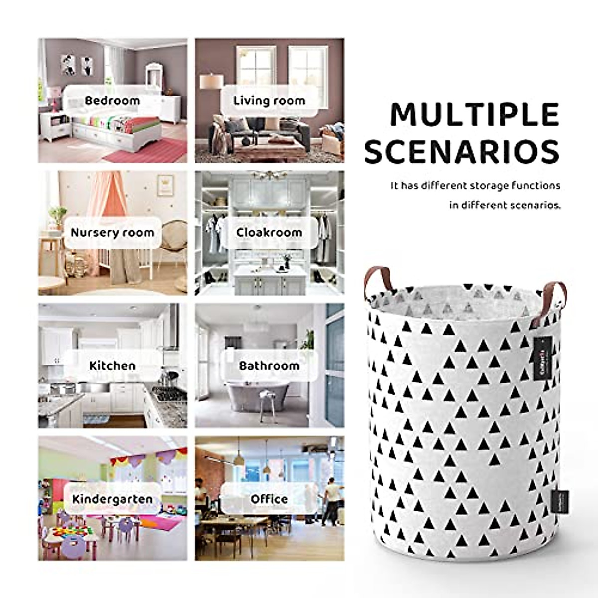 Large Laundry Hamper for Dirty Clothes, Cloths & Towels | Tall, Big Basket for Extra Loads | XL Size, Sturdy, Collapsible, Portable & Waterproof | Cute, Modern | Kids, Nursery, Girls, Baby (2 Baskets)