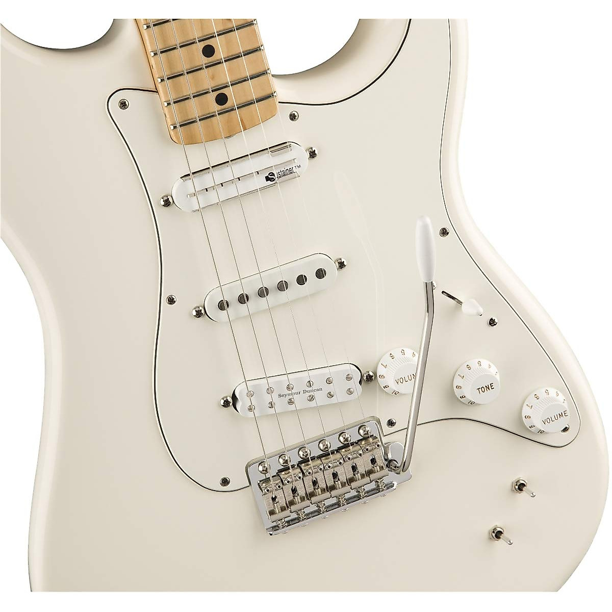 Fender EOB Stratocaster Electric Guitar, Olympic White, Maple Fingerboard