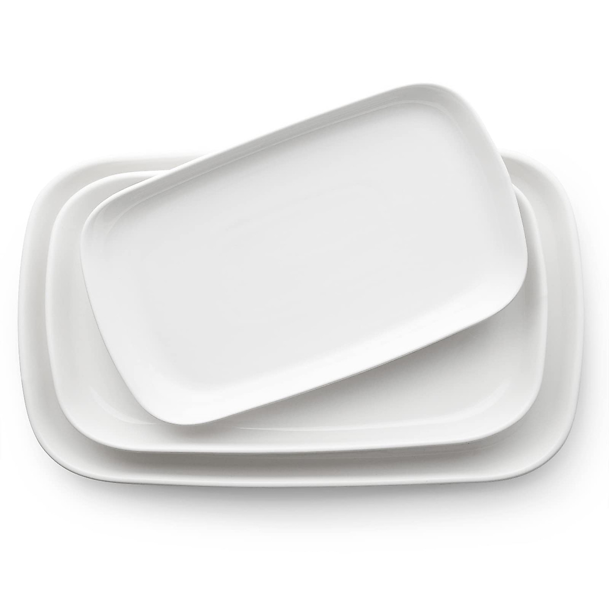 DOWAN Serving Platters and Trays for Wedding Decor, 16"/14"/12" Serving Dishes for Entertaining, White Porcelain Plates Set of 3
