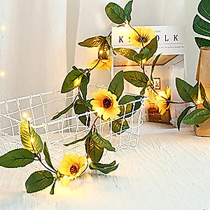 BeautyOL 30LED Green Leaf Sunflower Lights,Flower String Lights for Home Garden Decor