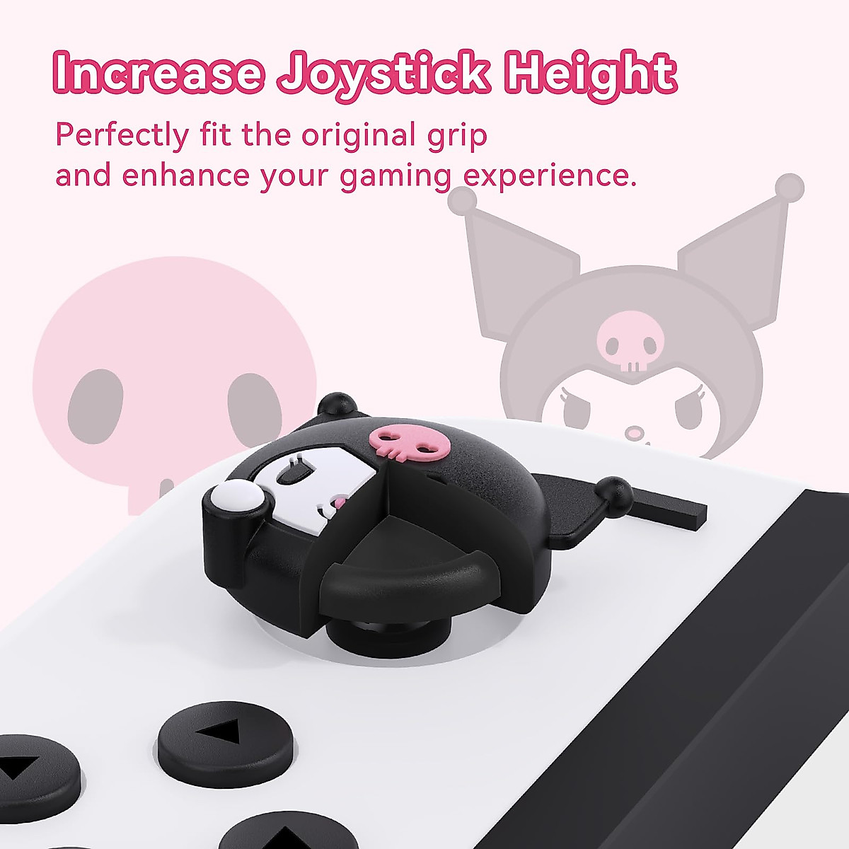 WISHAVEN Cute Pocket Monsters Joycon Thumb Grip Caps Compatible with Nintendo Switch, Soft Silicone Joystick Cover for Nintendo Switch/OLED/Lite Controller, 4PCS (Skull & Troublemaker Rabbit)