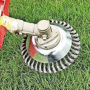 HUYUR 8 Inches Steal Wire Brush Cutter Trimmer Head with Blade Adapter for String Trimmers, Rust Removal, Lawn Mower - Cutter Garden Grass Accessories Tool