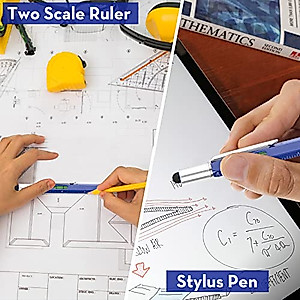 Gift for Men, Multitool Pen + Card Tool, Stocking Stuffers for Him Dad Husband Boyfriend, Ballpoint Pen with Screwdrivers / Ruler / Spirit Level / Stylus, Gift Box