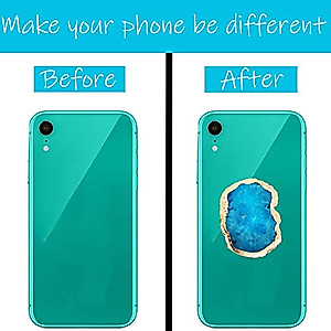 HUAGASION Crystal Phone Grip Holder - Gemstone Natural Stone Crystal Phone Grip for iPhone - Phone Grip Holder for Cell Phone and Tablets (Blue)