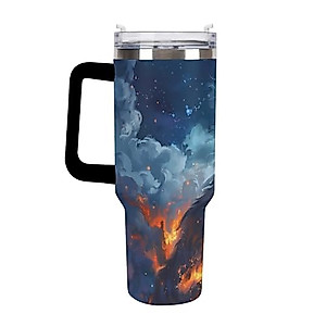Galaxy Cats 40OZ Tumbler Stainless Steel Travel Mug Water Bottle Car Cup Tea Cups with Lid Black-style
