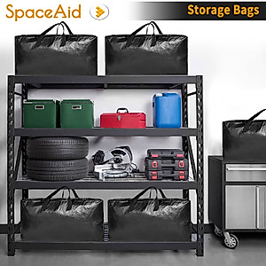 SpaceAid Heavy Duty Moving Bags, Extra Large Storage Totes W/ Backpack Straps Strong Handles & Zippers, Alternative to Moving Boxes, Packing & Moving Supplies, Black (8 Pack)