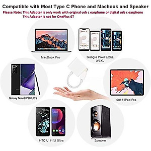 USB C to 3.5mm Audio Adapter, HiMusic 2 in 1 USB Type C Male to 3.5mm Female Stereo Earphone Dongle and Charging Adapter Compatible with Google Pixel 4/3/2XL,Galaxy S20+/Note 10/10+ and More(White)