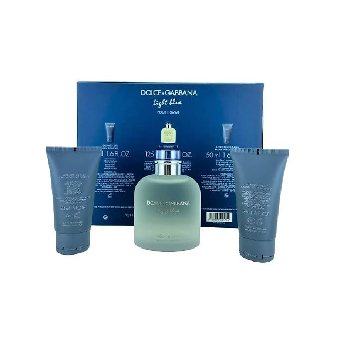Dolce & Gabbana Light Blue for Men 3 Piece Set (4.2 Ounce Eau de Toilette Spray + 1.6 Ounce Shower Gel + 1.6 After Shave Balm)