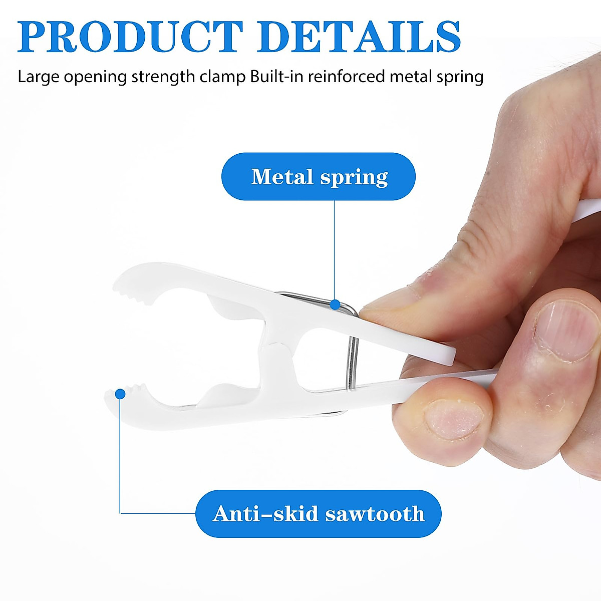 GEEHUA Laundry Hooks with Clips, Portable Towel Hanging Clip Clothes Pins Bra Clips Closet Orangizing Clips Hat Clip Durable Curtain Boot Hangers Clip for Travel Pants Socks Handbags(White)