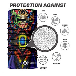 Skull Face Mask Bandanas, Neck Gaiter, Headwear, Magic Scarf, Headband for dust sun wind