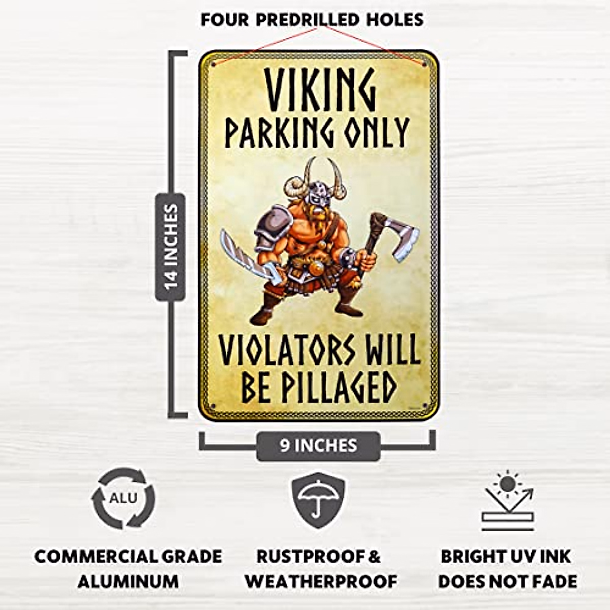 Venicor Viking Sign - 9 x 14 Inches - Aluminum - Viking Gifts for Men - Viking Decor for Home Accessories Stickers Tapestry Wall Poster Stuff