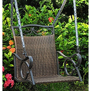 International Caravan Hanging Patio Swing in Antique Brown Finish