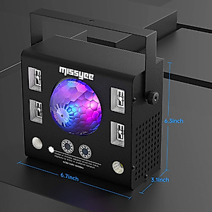 Disco Light Party Light, Missyee DJ Lights 4 in 1 with Disco Ball, LED Pattern Lights, Strobe Light, Sound Activated Stage Lights Compatible with DMX Control for Home Dance Wedding Event Party