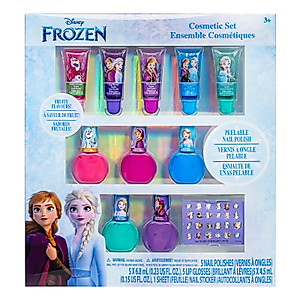 Disney Frozen 2 - Townley Girl Super Sparkly Cosmetic Makeup Set for Girls with Lip Gloss Nail Polish Nail Stickers - 11 Pcs|Perfect for Parties Sleepovers Makeovers| Birthday Gift for Girls 3 Yrs+