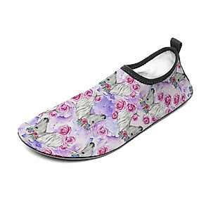 Water Shoes Unicorn Pink Roses Yoga Socks Beach Swim Surf Sports Shoes for Women Men 9/10women,7/8men
