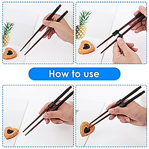 5 Pieces Reusable Chopsticks Helpers Training Chopstick Hinges Connector Practice Chinese Chopstick Helper for Adults, Kids, Beginner, Trainers (Black)