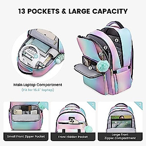 LOVEVOOK Cute Backpack Purse for 14-16 Year Olds, Fit 15.6 Inch Laptop Fashion Backpack for Women, Lightweight Waterproof Casual Backpack for College Essential, Durable Travel Daypack, Tie Dyed