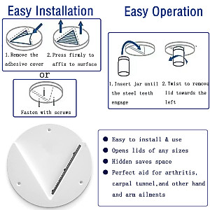 GOHRAI - Under Cabinet Jar Opener & Bottle Opener with 2Pcs Jar Opener Gripper Pad- Opens Any Size Jar -Jar Opener For Weak Hands & Seniors with Arthritis