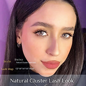 Obeyalash Natural Lash Clusters Wispy Lash Clusters Fluffy Lash Extensions C Curl 8-14mm Lash Clusters Natural Look DIY Eye Individual Lash Fox Eye False Lashes for Beginners At Home Soft Thin Band