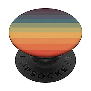 Minimal Rainbow Color Retro Stripes - Vintage 70s Love PopSockets PopGrip: Swappable Grip for Phones & Tablets