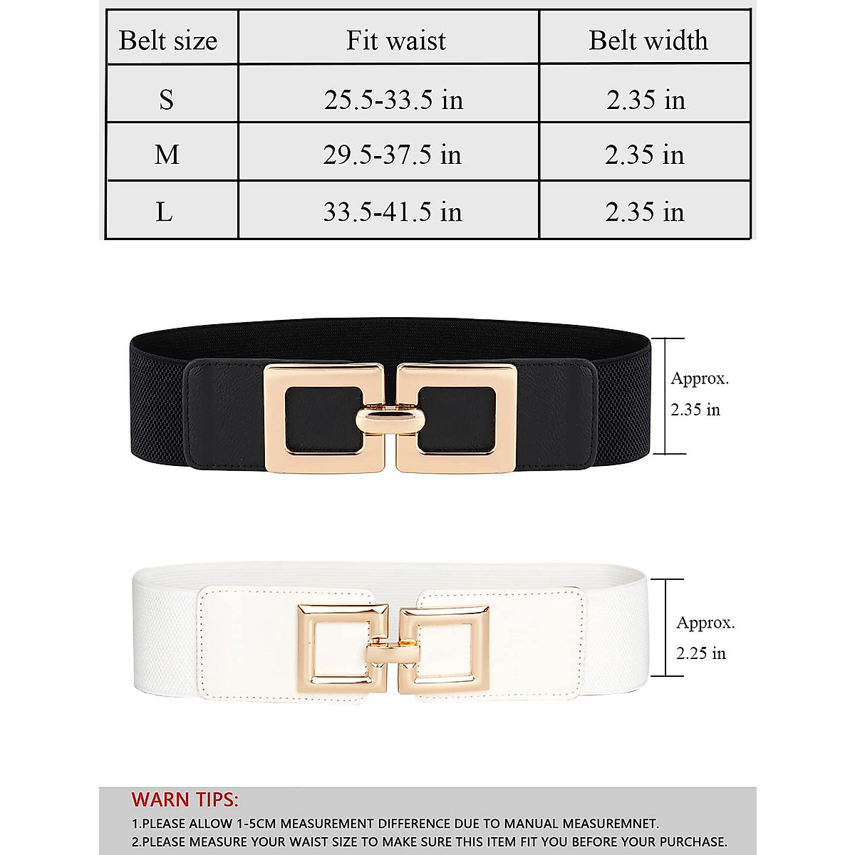 TOPACC 2-Piece Wide belts for women Dresses Elastic Western Cinch Belt Stretch Retro Buckle Ladies Fashion