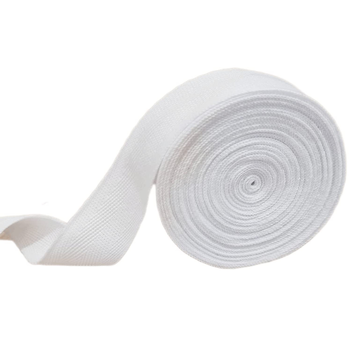 Losita 1 inch X 5 Yards Natural Cotton Twill Tape Herringbone Soft Fabric Webbing Strap Ribbon, Bias Binding for Sewing Gift Wrapping DIY Cloth Bag Holders Blanket Edge Supplies (White)
