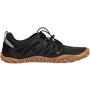 WHITIN Men's Trail Running Shoes Minimalist Barefoot Wide Width Toe Box Size 12 Gym Workout Fitness Low Zero Drop Sport Breathable Beach Black Gum 45