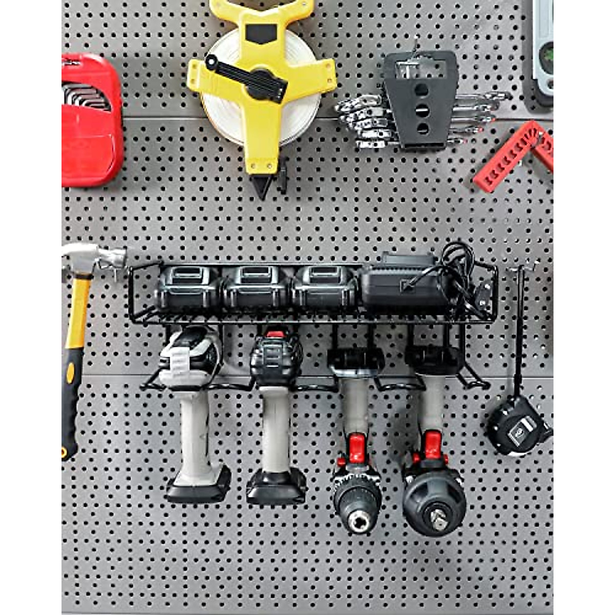 WellMall Tool Storage Organizer Holder - Wall Mount Style for Power Tool Drill as Heavy Duty Tool Shelf & Tool Rack with Compact Design, Great as Tool Box Organizers and Storage