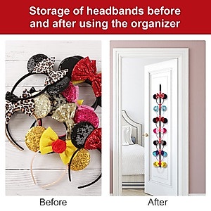 Nuolich 2Pcs Mouse Ears Headband Holder Polka Dot Hanging Wall Display Decor Vertical Headpiece Organizer Hair Bow Accessories Hanger Holder White