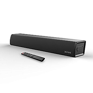 Soundbar Bestisan TV Sound Bar Wired and Wireless Bluetooth 5.0 Speaker, 80W Sound Bar Home Audio System for TV, 24-Inch, Wall Mount, Treble/Bass Adjustable, Optical/Auxiliary USB/Coaxial Cable