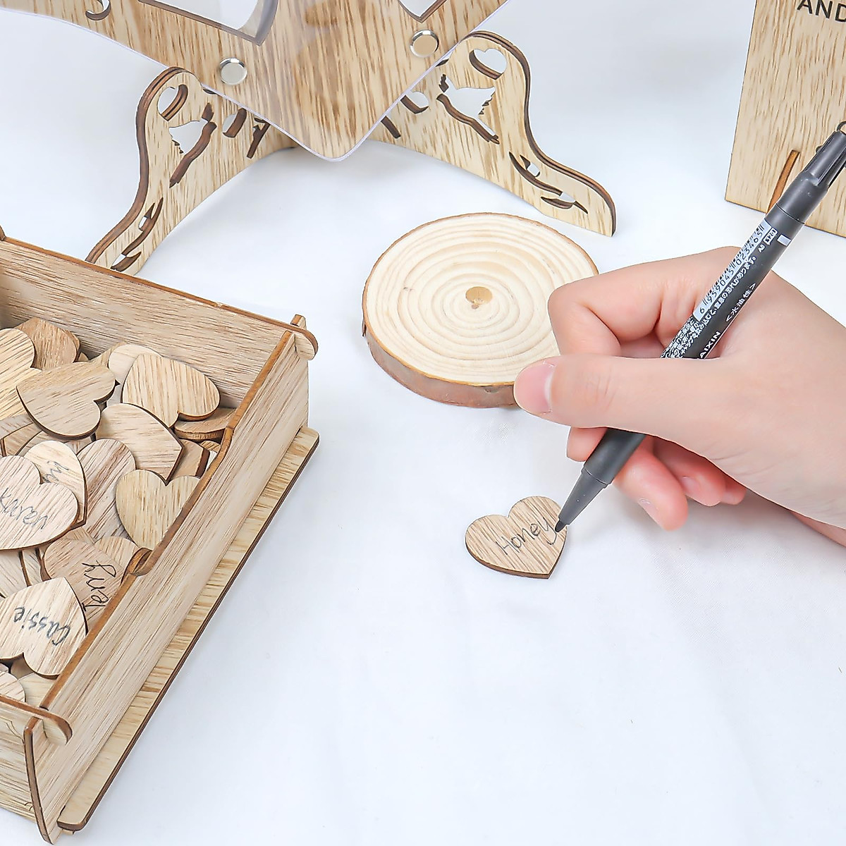 Heart Wedding Guest Book Alternative, Rustic Wooden Wedding Guest Book with Heart Picture Frame, Wedding Heart Guest Book Drop Box, Personalized Wedding Guest Book for Wedding Decor Party Birthday