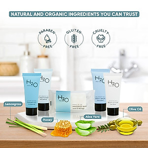 H2O Therapy Hotel Soaps & Toiletries Bulk Set | 1-Shoppe Amenities Kit | 0.85oz Shampoo & Conditioner, Body Wash, Lotion, 1oz Bar Soap | Travel Size | 300 Pieces