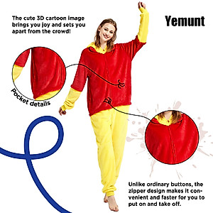 Yemnut Snug Fit Adult Unisex Onesie Cosplay Costume，One Piece Pajama Halloween Homewear Suit for Women and Men (Small, Yellow Bear)