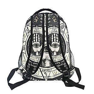 ALAZA Pen Hand with All Seeing Eye Symbol Planets Ancient Hieroglyphs Medieval Runes Spiritual Symbols Junior High School Bookbag Daypack Laptop Outdoor Backpack