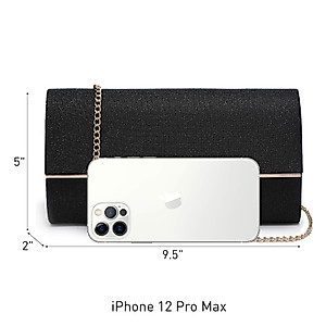 Dasein Women's Evening Bag Glitter Clutch Wedding Bridal Purse Sparkle Cocktail Party Prom Handbag (1-Black)