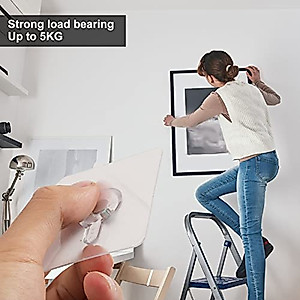 OOTSR 12-Set Adhesive Screws Stickers for Picture Frame, Wall Mount Hanging Nails Straight Hooks for Kitchen Shower Room Tile Wall, No-Trace Transparent Sticker, Detachable and Removable