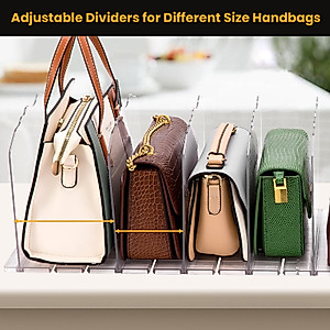 CINPIUK Adjustable Closet Shelf Divider Acrylic Purse Organizer for Closet, Clear Handbag Shelf Dividers, Detachable Separator Rack for Bedroom, Kitchen, Office, Bathroom, 10 Compartments