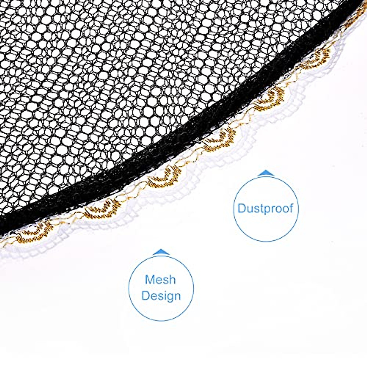 MECCANIXITY Electric Fan Dust Cover 16 Inch Lace Decor Washable Dustproof Guard Mesh Net for Protection, Black Pack of 3