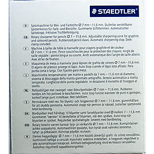 STAEDTLER Mars® 501 180 Rotary sharpener for Round, Triangular, Hexagonal prisma color, pencils, Classic Manual Pencil Sharpener, Desk clamp