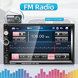 Double Din Car Stereo with Bluetooth and Backup Camera 7 inch HD Touchscreen Multimedia Car Audio Receivers Support FM USB TF Card AUX-in Mirror Link+Remote Control+Wireless Steering Wheel Control