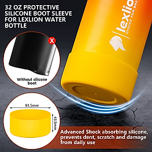 lexlion Water Bottle 32 Oz, Triple Walled Insulated Stainless Steel Reusable, Wide Mouth, Fruit Diffuser-Thermal Leaf Infuser, Silicone Sleeve&Cleaning Brush, 3 Lids Leak Proof, Metal