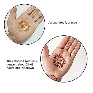 11 Sheet Total 84 Tattoo Stencils Sticker Pattern, 6 Pcs Natrual Brown Temporary Tattoo Kit, 1 Bottles, 4 Nozzles