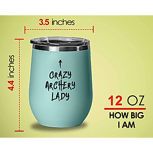 Archery Teal Edition Wine Tumbler 12oz - Archery Lady A - Funny Gift For Archery Coach Athlete Hunt Target Shot Trainer Arrow Bow Sport