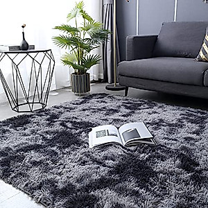 Aternoon Area Rug 5x7, Super Soft Fluffy Shaggy Rugs Floor Carpet for Living Room, Children Bedroom, Nursery Play Room, Home Decor, 5.3 x 7.5 Feet, Dark Grey