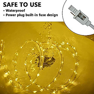 LED Rope Lights Outdoor Warm White - Waterproof 50ft SURNIE Cuttable 3000K Soft Lighting Indoor 110V Plug Connectable Flexible Thick Clear Tube for Bedroom Outside Garden Deck Patio Camping Decor