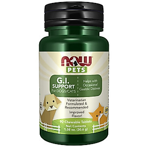 NOW Foods Pet Health, G.I. Support Supplement, Formulated for Cats & Dogs, NASC Certified, 90 Chewable Tablets