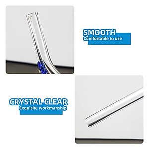 Glass Straws,5PCS Flower Glass Straws Shatter Resistant with 2 Cleaning Brushes,Reusable Glass Drinking Straws for Smoothies Coffee Milkshakes Juice