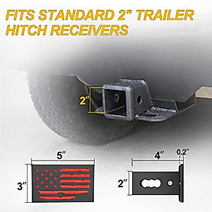 boslla Trailer Hitch Cover for 2" Receivers, Heavy Metal Tow Hitch Cover USA American Flag Hitch Receiver Cover with Gasket and Installation Tools Pins for Trucks Cars (Black Hollow-Out)